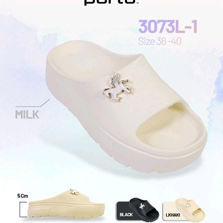 Sendal selop Porto 3073L-1 wanita dewasa motif polos elegan kekinian ...