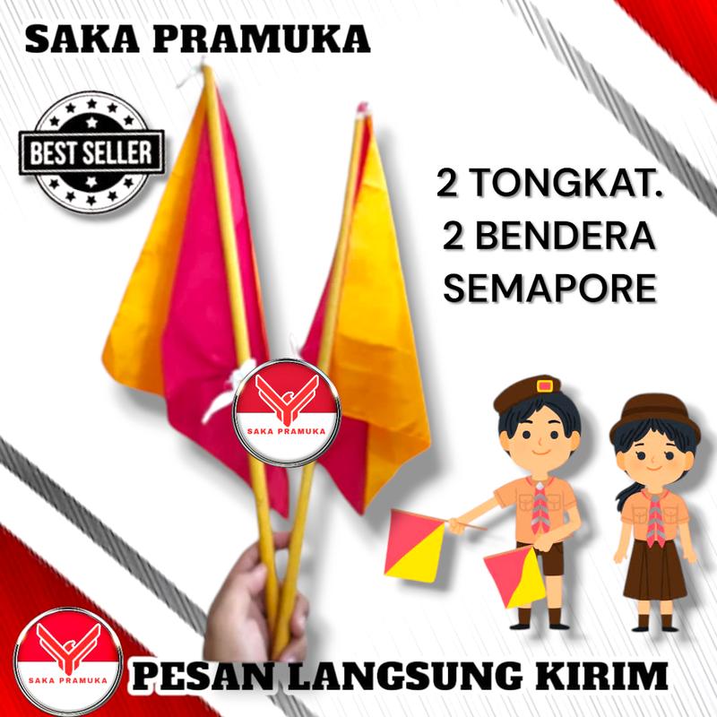 ( PERPASANG ) 2 BENDERA +2 STIK SEMAPHORE PRAMUKA - Shop | Tokopedia