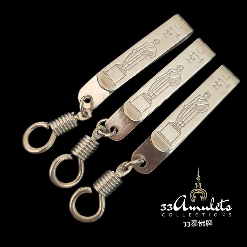 3 pcs Thai Amulet Hook Clip Stainless Steel Monk Design C9TT Pocket Pen ...