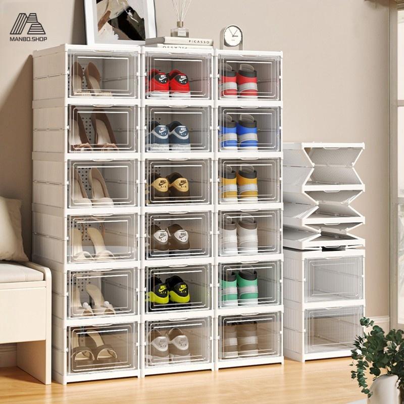 Rak Kasut Plastik Shoe Boxes Stackable Transparent - Space-Saving ...