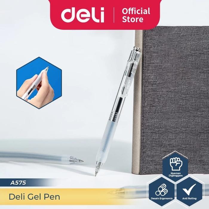Promo Deli Pulpen Gel / Gel Pen 0.5mm Penulisan Lancar A575 Hitam ...