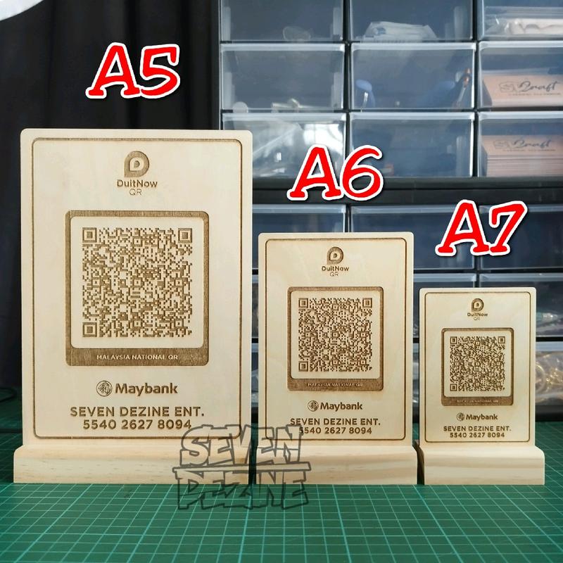 QR Code Engrave + Wood Stand, MaE, Duit Now Standee - TikTok Shop Malaysia