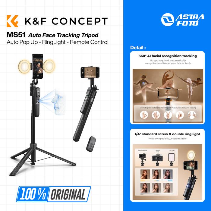 Jual KNF Concept MS51 Auto Face Tracking Tripod With RingLight Selfie ...