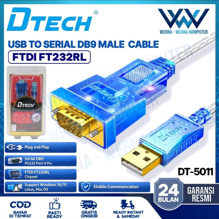 Jual DTECH Kabel USB to Serial RS232 DB9 Male Port FTDI Chipset ...