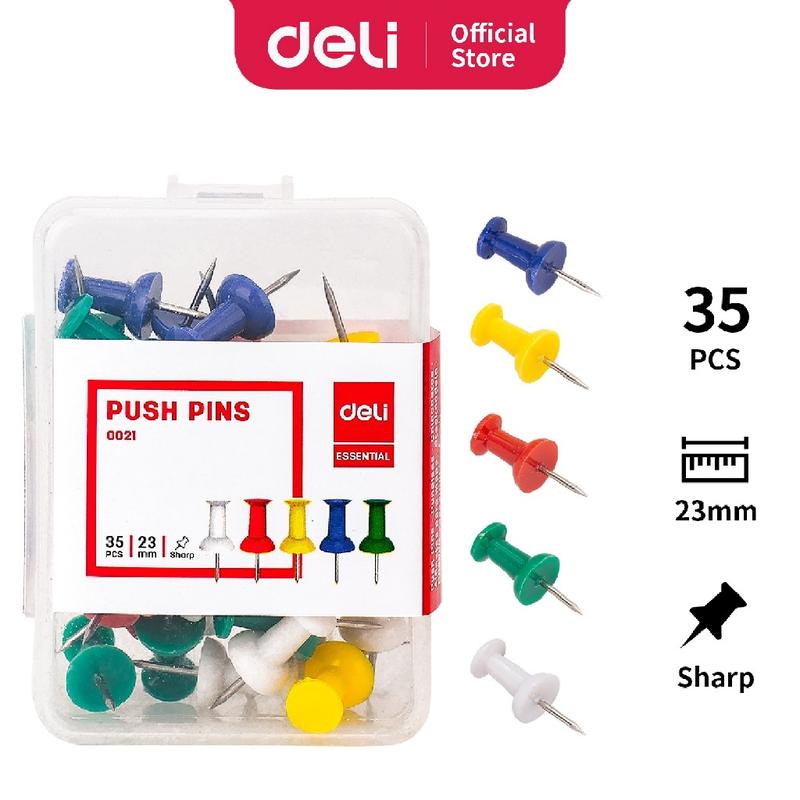 Deli Clips Coloured Push Pins (23mm x 35 Pcs/Box) E0021 - TikTok Shop ...