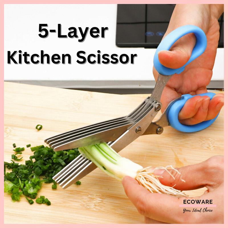 ECOWARE 5 Layer Kitchen Scissor Stainless Steel Herb Scissor - TikTok ...