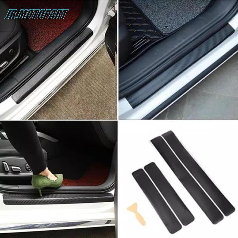 [Jrmoto] 1/4/5Pcs Sill Guard Anti Gores Karbon Fiber Door Step Mobil ...