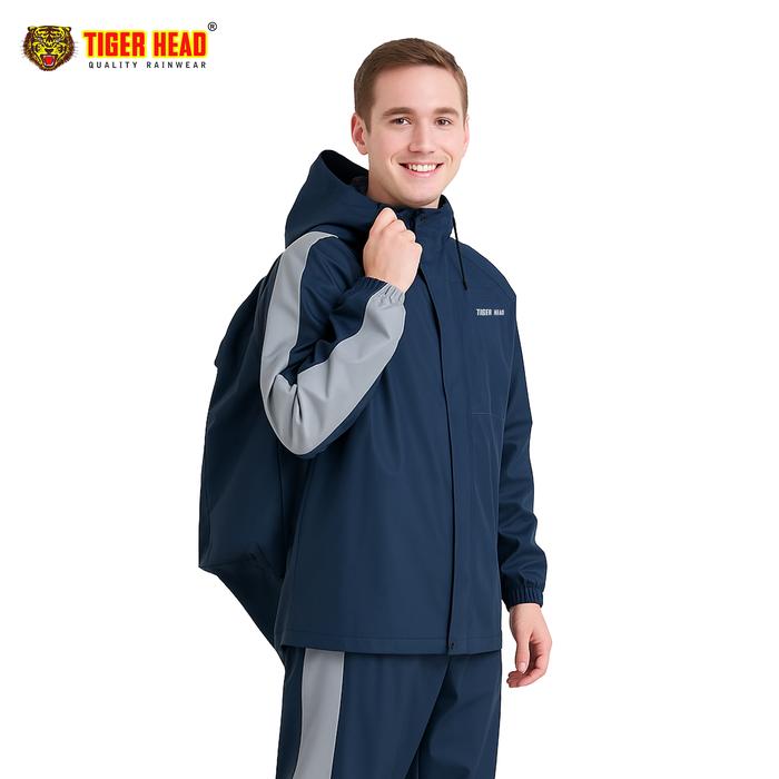 Promo TIGER HEAD Jas Hujan Ransel Backpack Stelan Suit Pria PVC Tebal ...