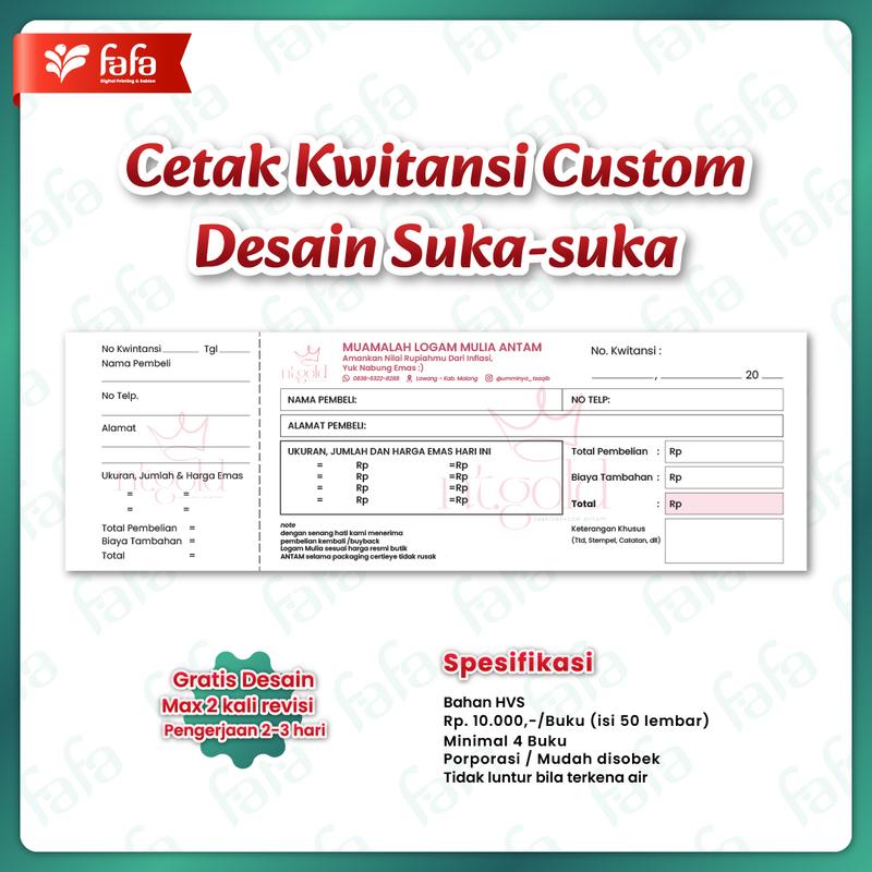 Nota Kwitansi Bon Custom Satuan Full Warna - Shop | Tokopedia