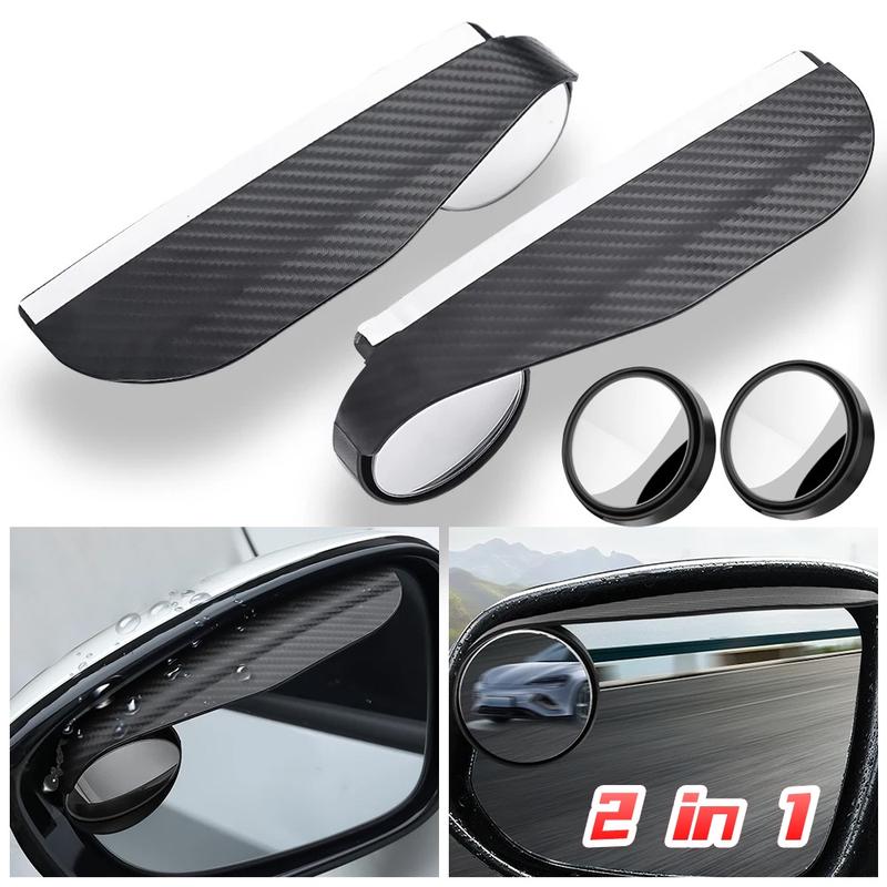 2in1 Carbon Fiber Eyebrow Car Rearview Mirror Rain Eyebrow Visor ...