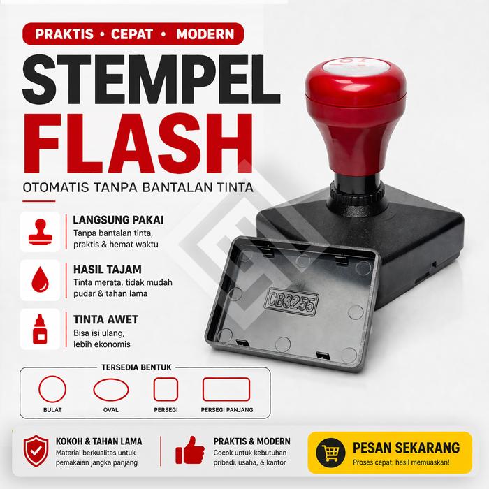 Jual Stempel Flash Otomatis Custom Nama & Logo - Gratis Desain Proses ...