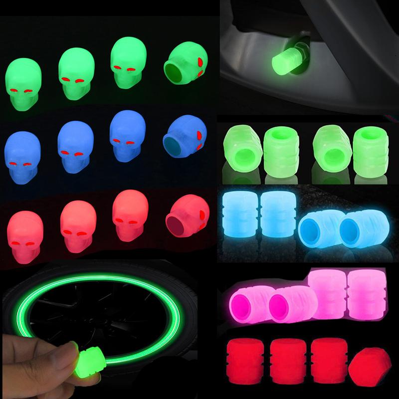 4pcs Luminous Tire Valve Cap Car Motorcycle Bike Wheel Hub Glowing ...