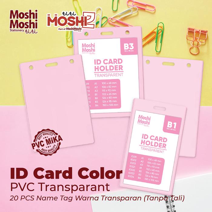 Jual 20 PCS ID Card Color PVC Holder B1 B2 B3 B4 Mika Warna Transparan ...