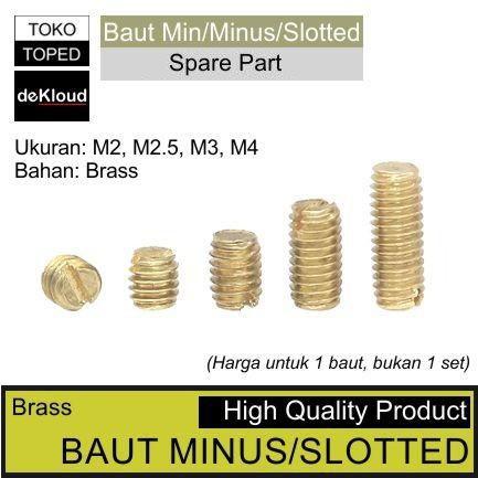 Jual Baut SLOTTED - MINUS - MIN Brass | gold M2 M2.5 M3 M4 coil screw ...