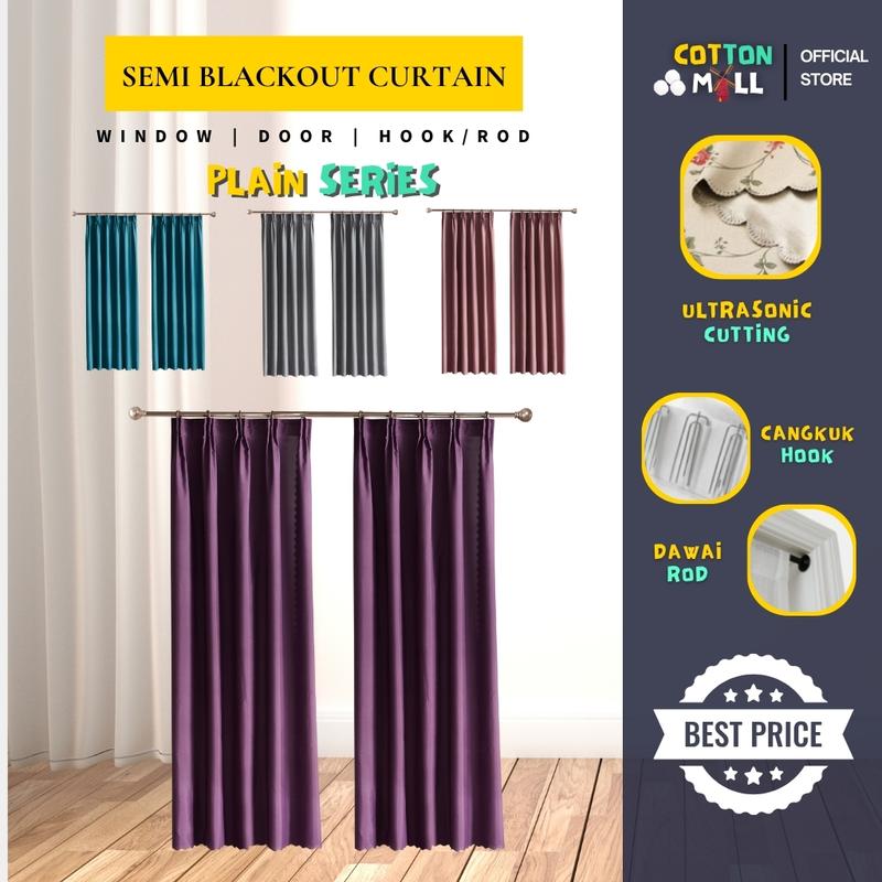 Cottonmill Plain Series C-TEAL BLUE Langsir Window Curtain Semi ...