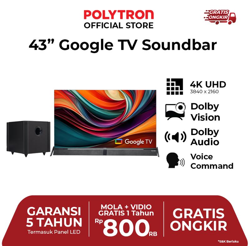 POLYTRON 4K UHD Smart Google TV 43 Inch PLD 43BUG5058 - Shop | Tokopedia