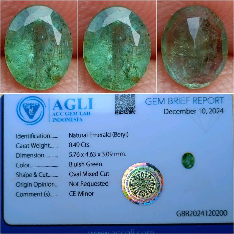 Natural Emerald Beryl 0.49 Carats CE Minor Bluish Green Memo - Shop ...