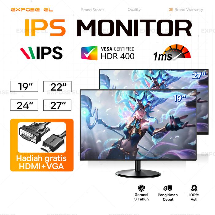 Promo Kantor Desain IPS Monitor PC Monitor 19/22/24/27 inch Flat ...