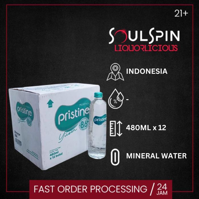 Jual Pristine 8.6+ Yusen Natural Mineral Water 480ml Botol Kaca ...