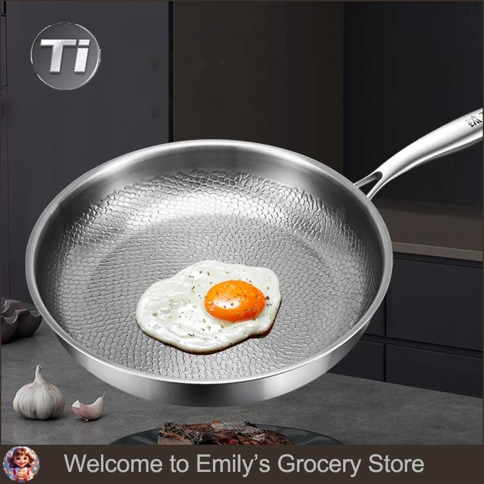 Jual German Pure Titanium Frying Pan Thickened Non-coating Low-Stick ...