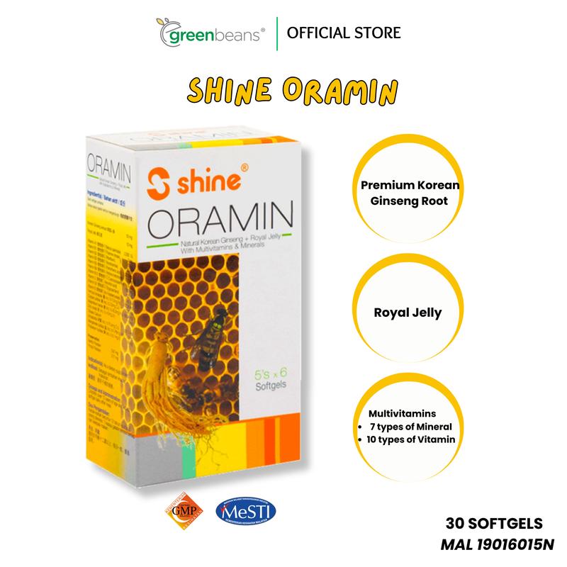 Shine Oramin Natural Korean Ginseng + Royal Jelly with Multivitamins ...