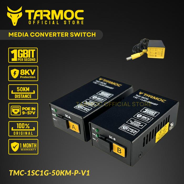 Jual Tarmoc TMC-1SC1G-50KM-P-V1 | Media Converter 1 FO 1 LAN Gigabit ...
