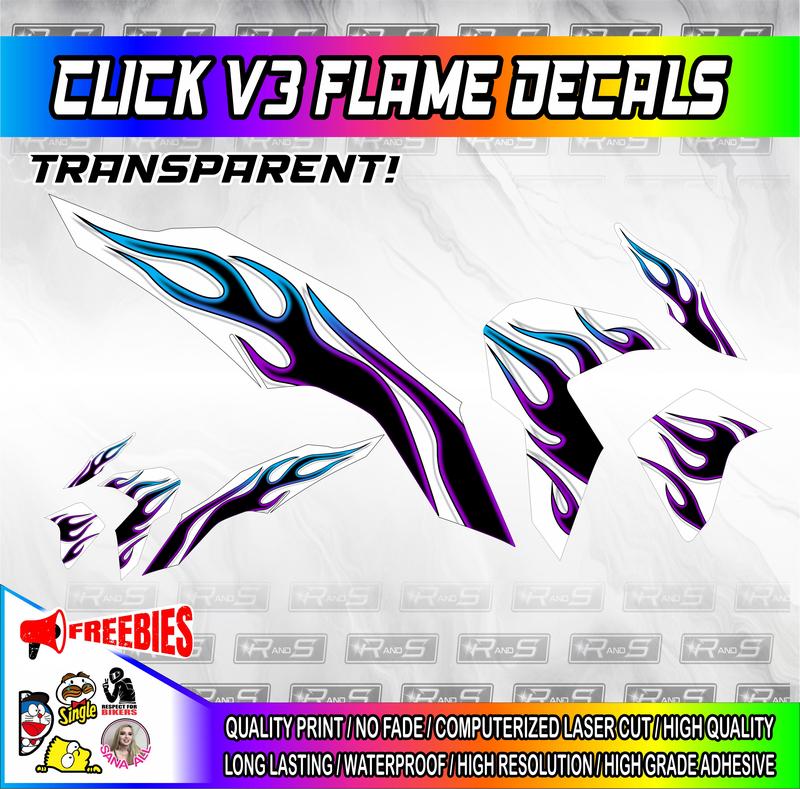 honda click v3 / v4 flame sticker decals hd print ( more colors - TikTok Shop Philippines