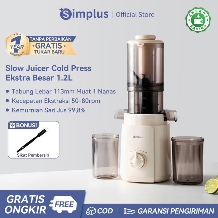 Promo 【GIFT JUICE PORTABLE】Simplus Slow Juicer Cold Press 113mm Cerat ...