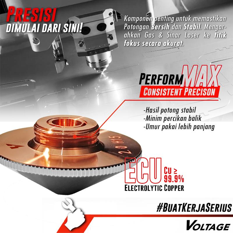 Nozzle Laser Fiber Cutting Plat Besi Head Raytools WSX Precitec Single Layer & Double Layer D32 ...