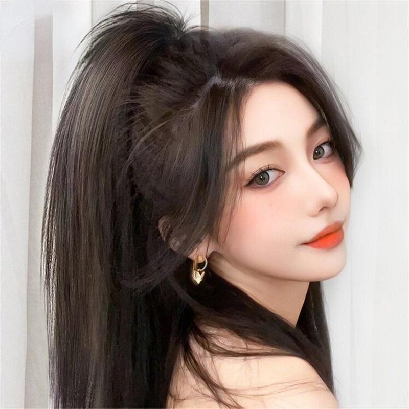 30cm Grab Clip Wigs Hair invisible Ponytail Head Extension Waterfall ...