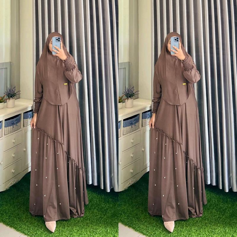 {MEISYA} ABAYA MILEA MUTIARA JESEY KOREA SET HIJAB BERGO TALI Gamis ...