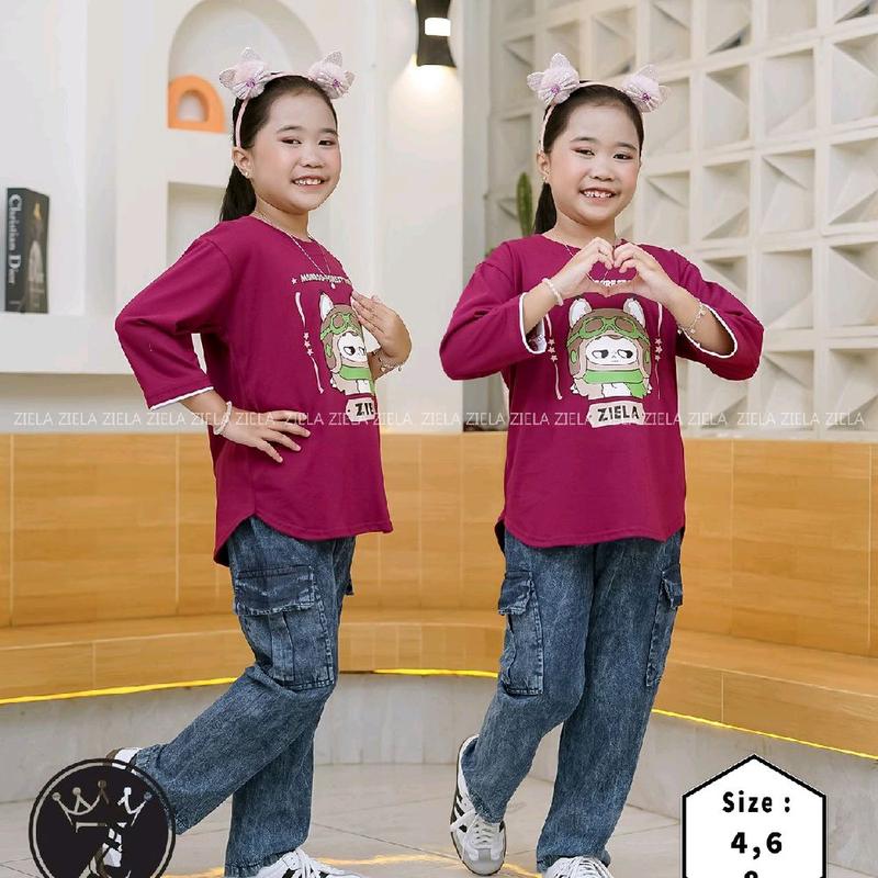 SETCEL ANAK LABUBU//SETCEL KARAKTER//SETCEL JEANS MIX COMBED BY ZIELA ...