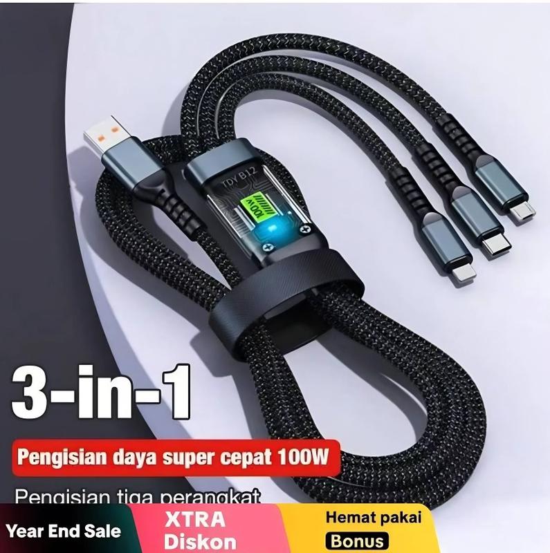 Kabel Fast Charging 100W3 in 1 USB to Lightning/Micro/Type C - Shop ...
