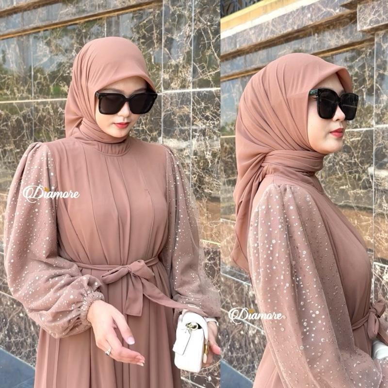 Diamore Store - Zoya Dress Ceruty Mix Tille Snow - Gamis Mewah - Shop ...