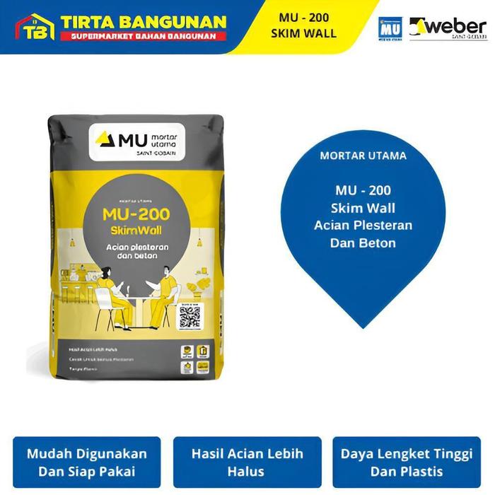 Jual MU-Weber MU 200 SKIM WALL MORTAR SEMEN INSTAN ACIAN PLESTERAN DAN ...