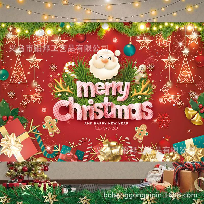 Latar Belakang Natal Baru Dekorasi Suasana Natal Tirai Pintu Spanduk ...