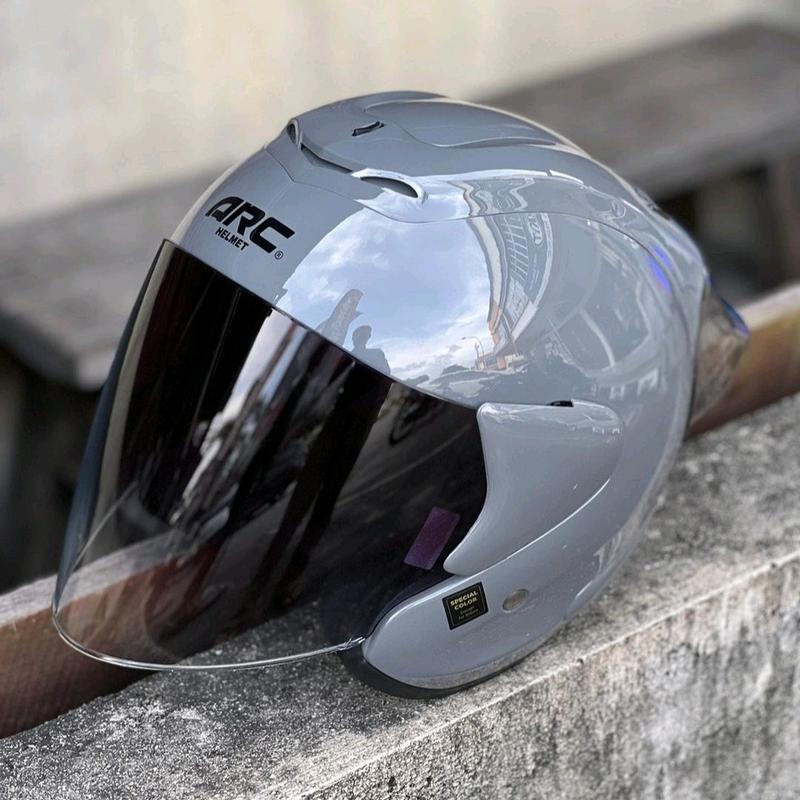 ARC Ritz Modern Grey Open Face Helmet - TikTok Shop Singapore