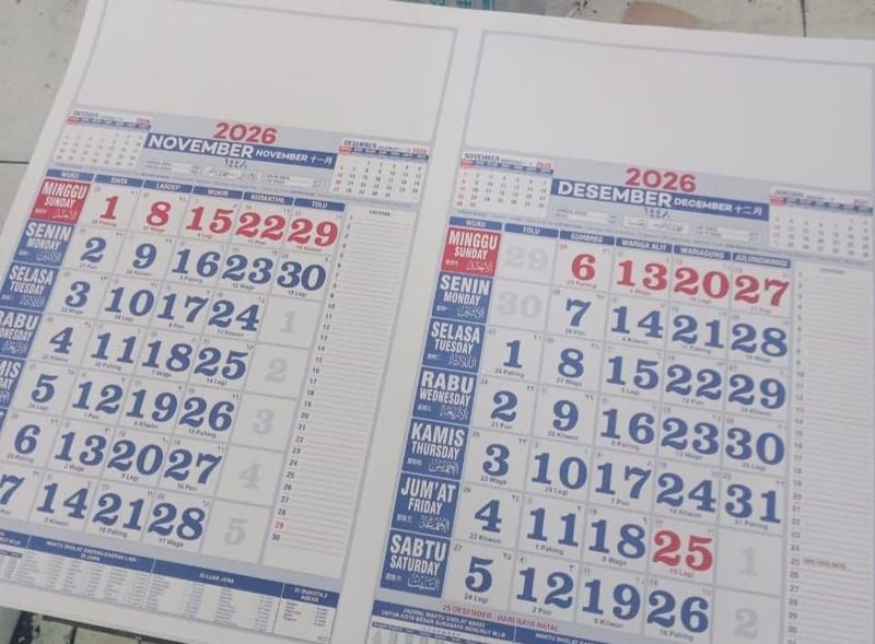 kalender 2026. berisi 12 bulan, blangko kalender sablon toko ...
