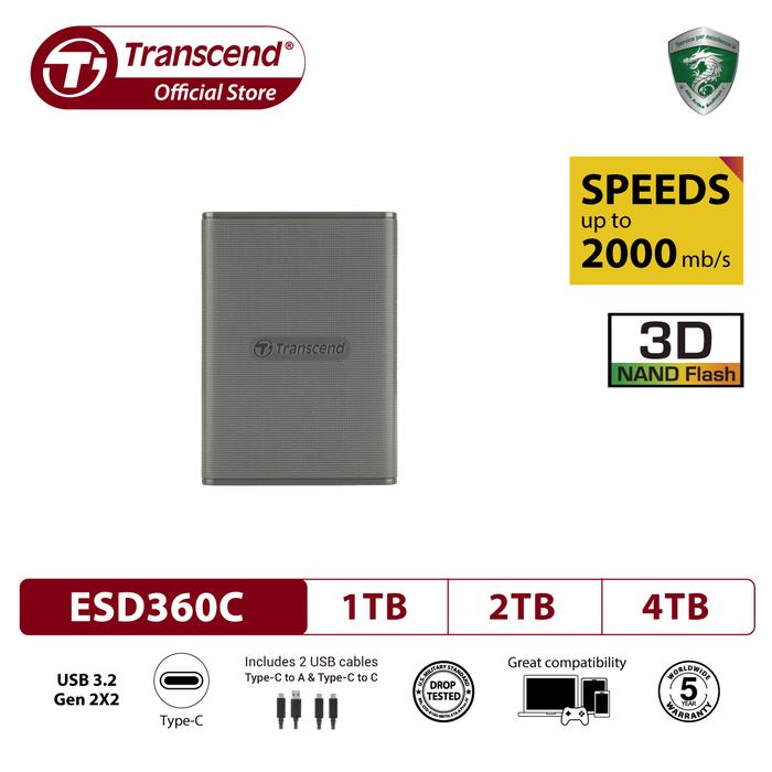 Promo Transcend ESD360C External SSD USB 3.2 Gen 2x2 (USB 20Gbps) - 2TB ...