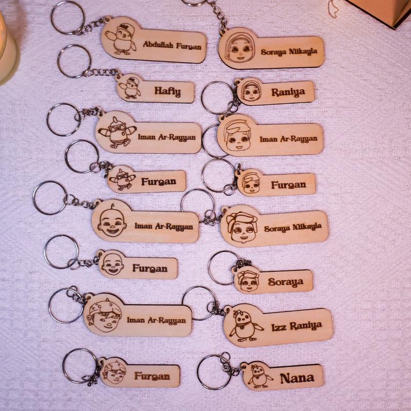 Popular Cartoon keychain with custom name / Keychain kartun dengan ...