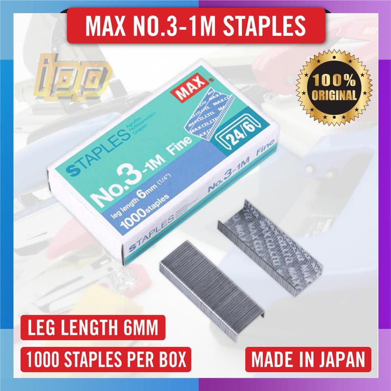 Max No.3-1m (24/6) Staples (Stapler Bullet) - Original Small - TikTok Shop Malaysia
