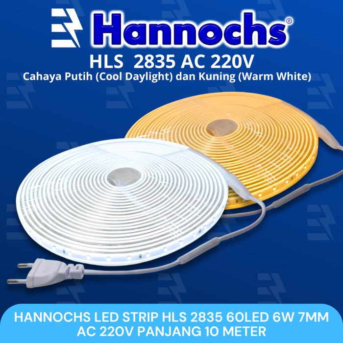 Jual Hannochs Lampu LED Strip HLS 2835 6 Watt 7mm IP65 AC 220V Cahaya ...