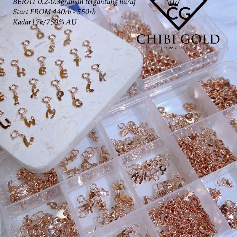 CHIBI GOLD - Liontin inisial ABCD italy Au emas 750% 17K - Shop | Tokopedia