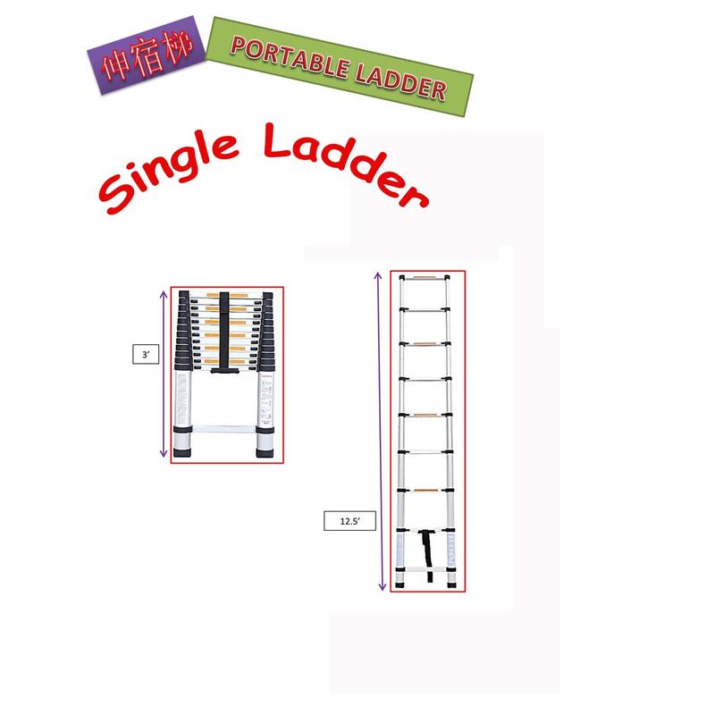 3’x12.5’ PORTABLE ALUMINIUM TELESCOPIC LADDER - SINGLE - TikTok Shop ...
