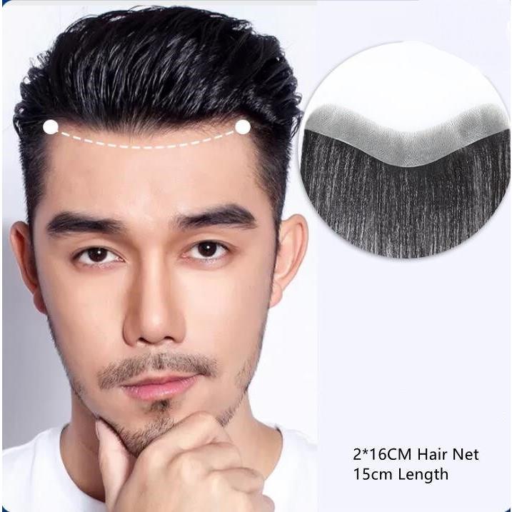 men's hair wigs hairline hair stickers forehead piece real hair ...