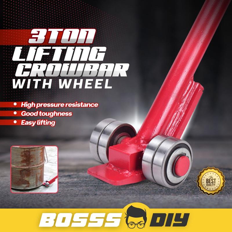 3 Ton Lifting Crowbar with Wheel Pulley Flat Head Seamless Thick ...
