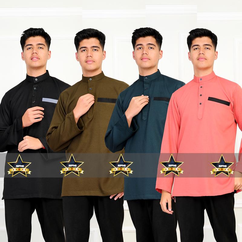 Kurta Lelaki Syed Kumaail 2024 Kain Como Crepe Zip Depan Lengan ...