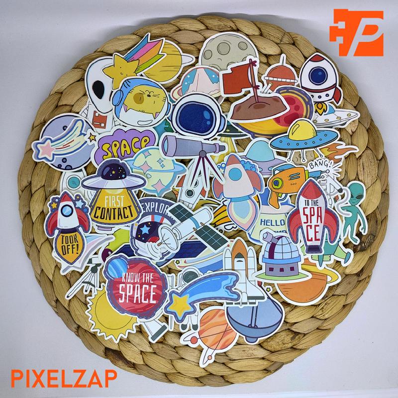 55 Pcs Stiker Angkasa Aesthetic untuk Jurnal, Scrapbook, Diary, Gift ...