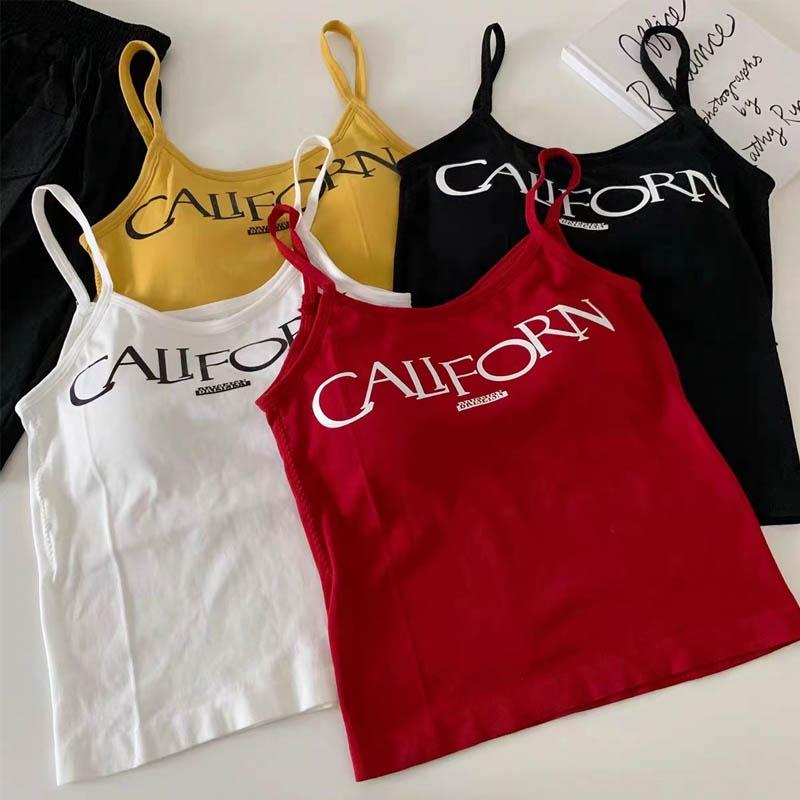 SS24 [Ready Stock] Women's Camisole Spaghetti Strap Sando Letter ...