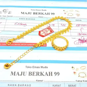 Gelang tangan terbaru motif daun emas muda 4,5gr anti luntur dapat ...